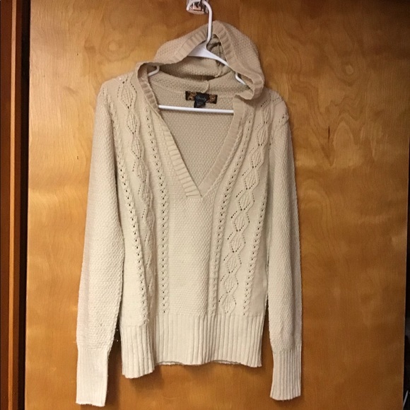 Spunky | Sweaters | Spunky Womens Hooded V Neck Sweater Sz S Beige ...